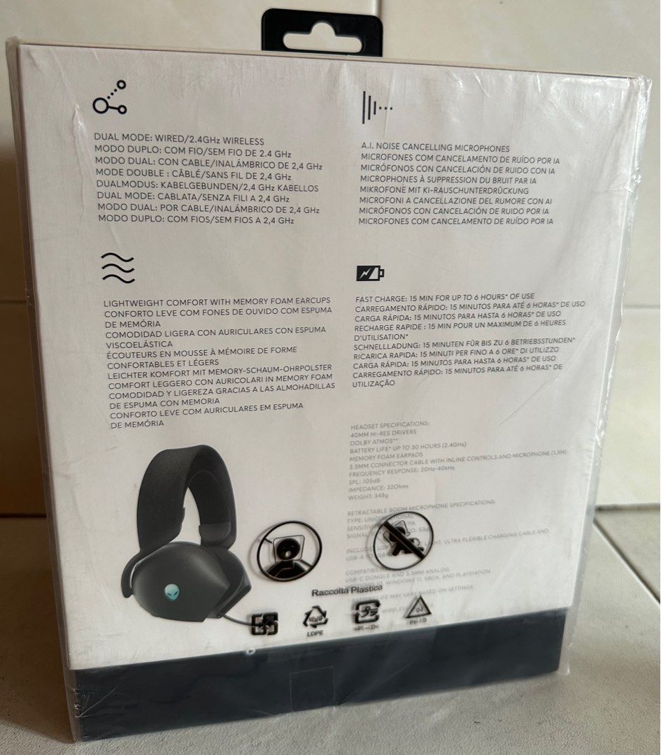 ALIENWARE DUAL-MODE WIRELESS GAMING HEADSET - AW720H, Audio, Headphones ...