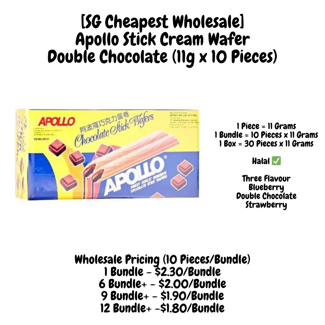 Apollo Wafer Stick Biscuit (11g x 10 Bundle), Food & Drinks, Other Food ...