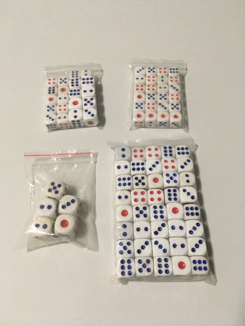 130pcs assorted dice various sizes - plain & colored - take all ...