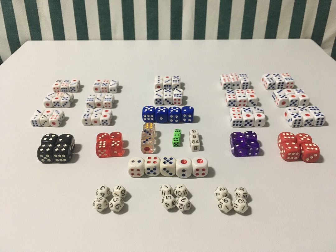 130pcs assorted dice various sizes - plain & colored - take all ...