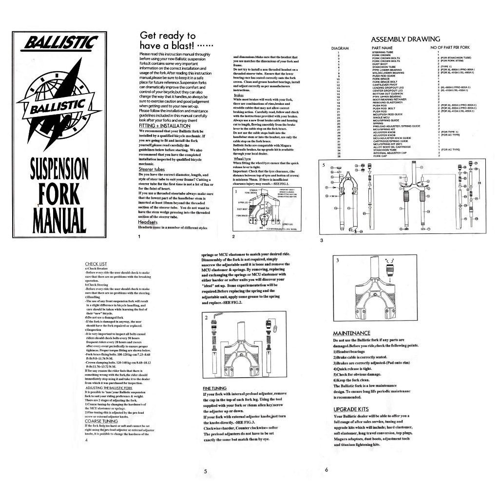 BALLISTIC USA FORK 26 (NOS), Sports Equipment, Bicycles & Parts ...