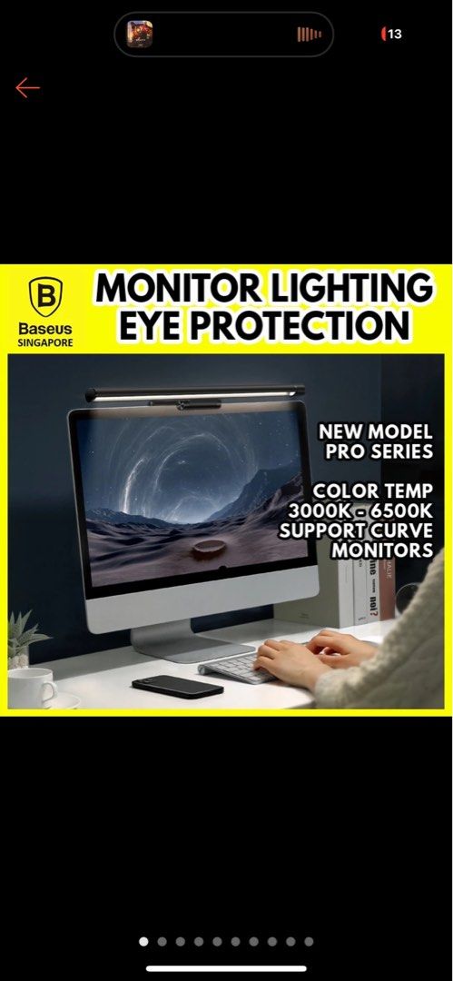 Baseus i-wok Desktop Monitor Light Table Lamp (Pro), Furniture & Home ...