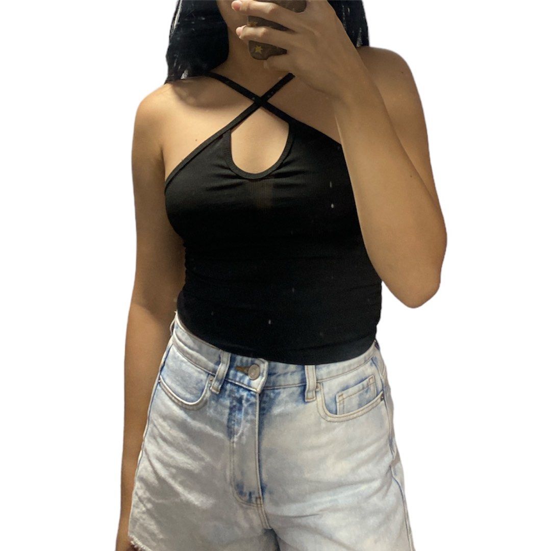 Black Criss Cross Top, Women's Fashion, Tops, Sleeveless on Carousell