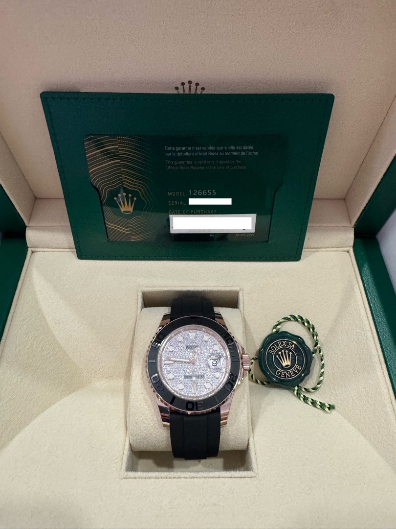 BNIB Rolex 126655 Yacht Master Rose Gold 40mm Pave Diamond Protection ...