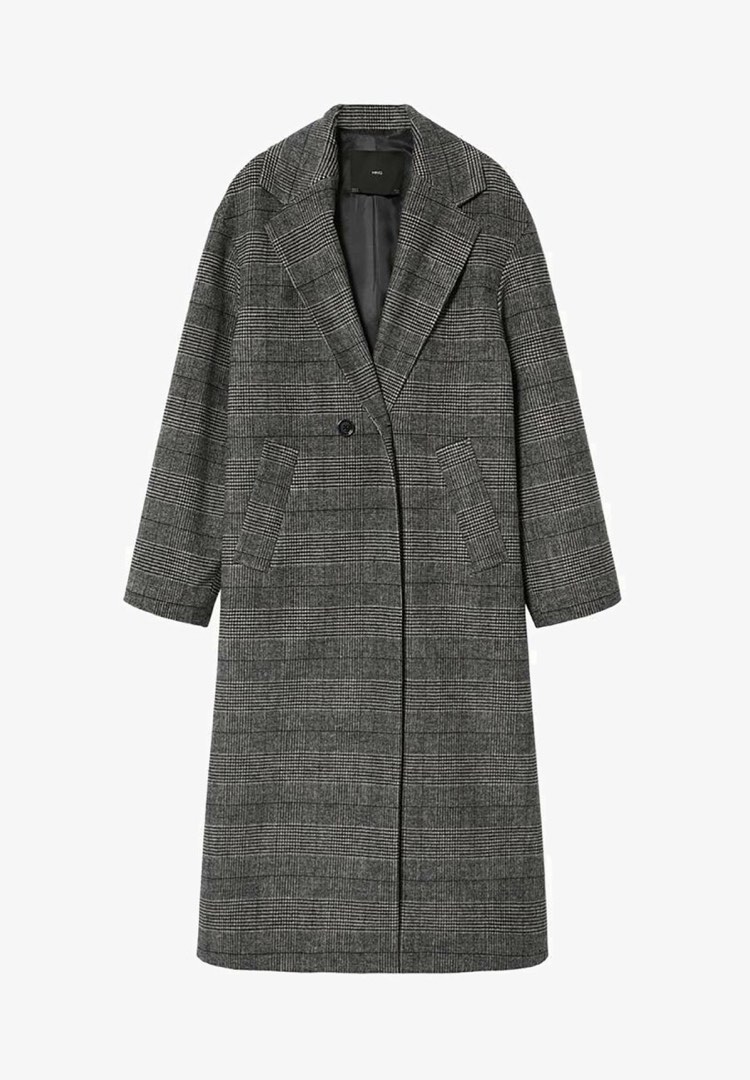 Brand New Mango Wool-Blend Oversized Gauguin Coat in Grey Check, Women ...