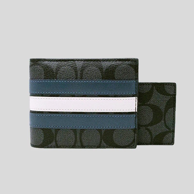 Coach Men 3 In 1 Wallet In Signature Canvas With Varsity Stripe, Men's ...