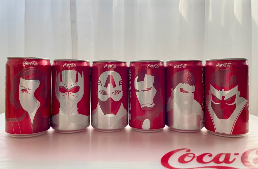 Coca-Cola Marvel Avengers First Edition Set of 6 Cans Empty, Hobbies ...