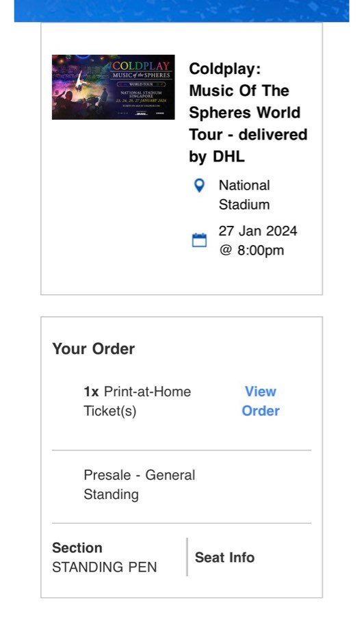 Coldplay Music Of The Spheres World Tour x 1 ticket, Tickets & Vouchers ...