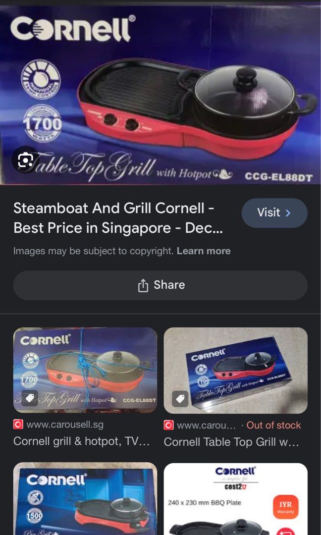 Cornell Table Top Grill with Hotpot, TV & Home Appliances, Kitchen ...