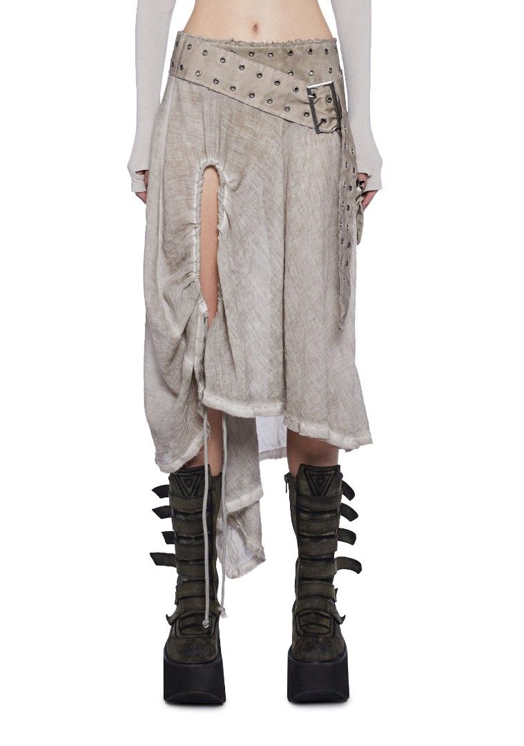 DOLLS KILL Darker Wavs Fader Asymmetrical Midi Gothic Cyberpunk Skirt ...