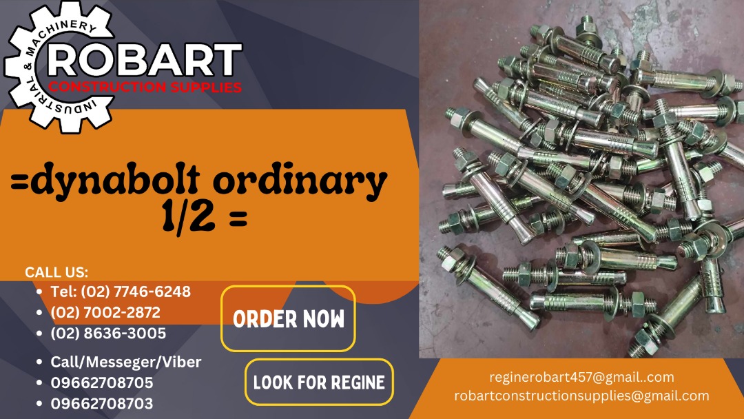 =dynabolt ordinary 1/2 =, Commercial & Industrial, Construction Tools ...