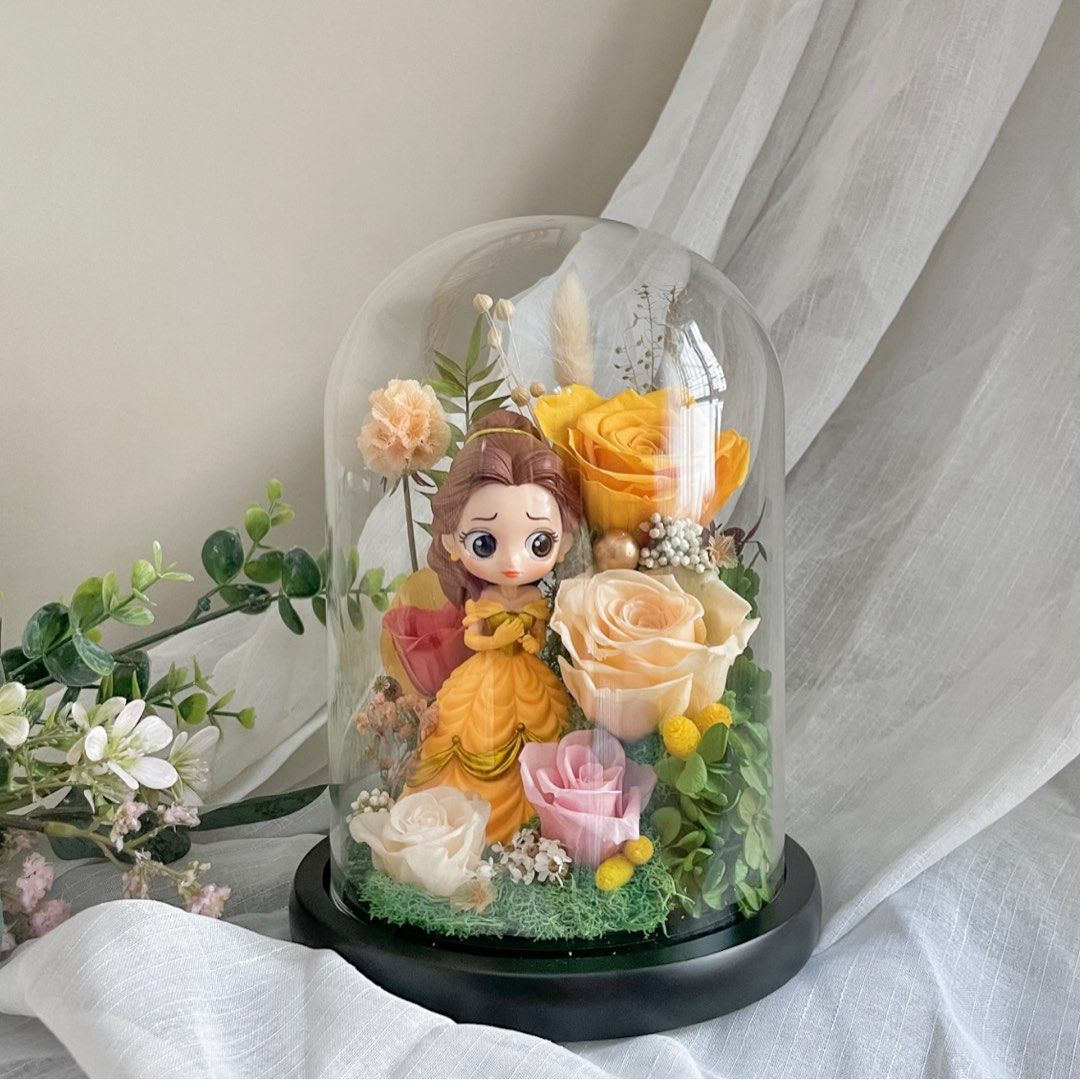 FREE DELIVERY disney princess belle beauty & the beast preserved flower ...