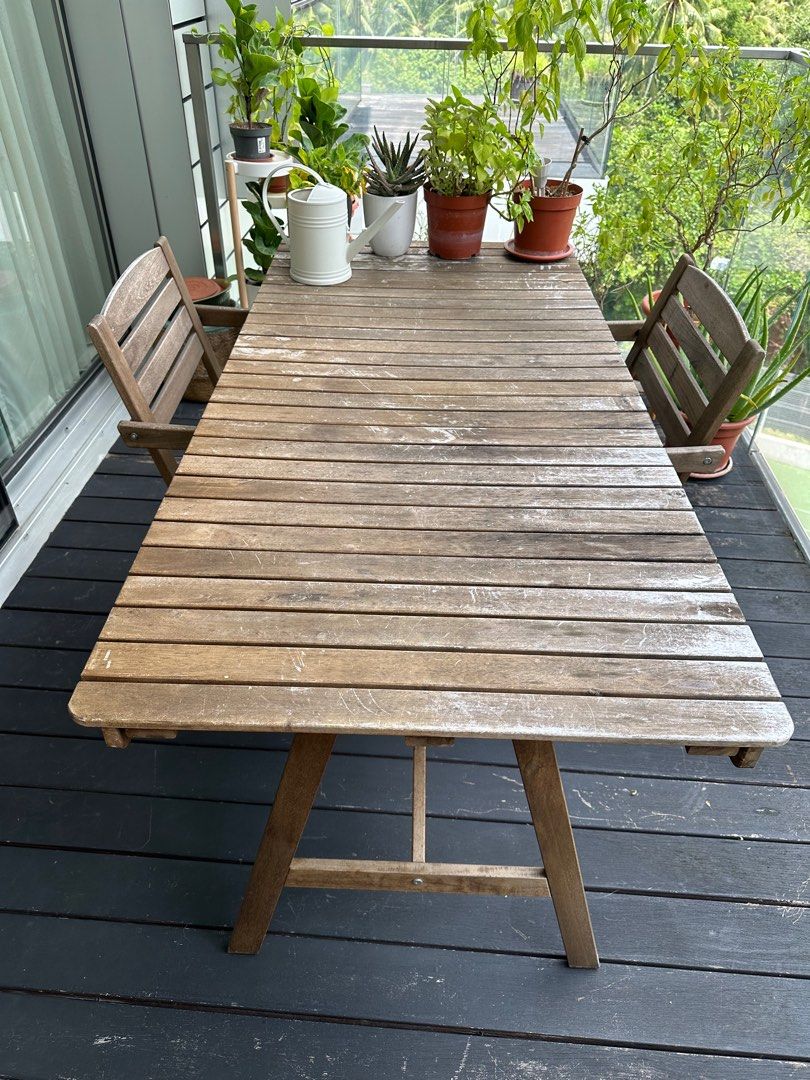 Free: outdoor table & 2 chairs (IKEA Falholmen), Furniture & Home ...
