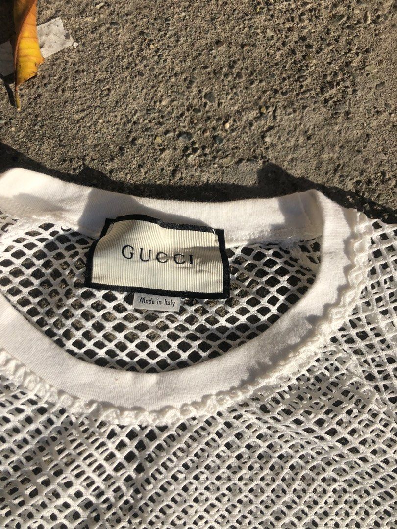 Gucci Logo Mesh Shirt, Luxury, Apparel on Carousell