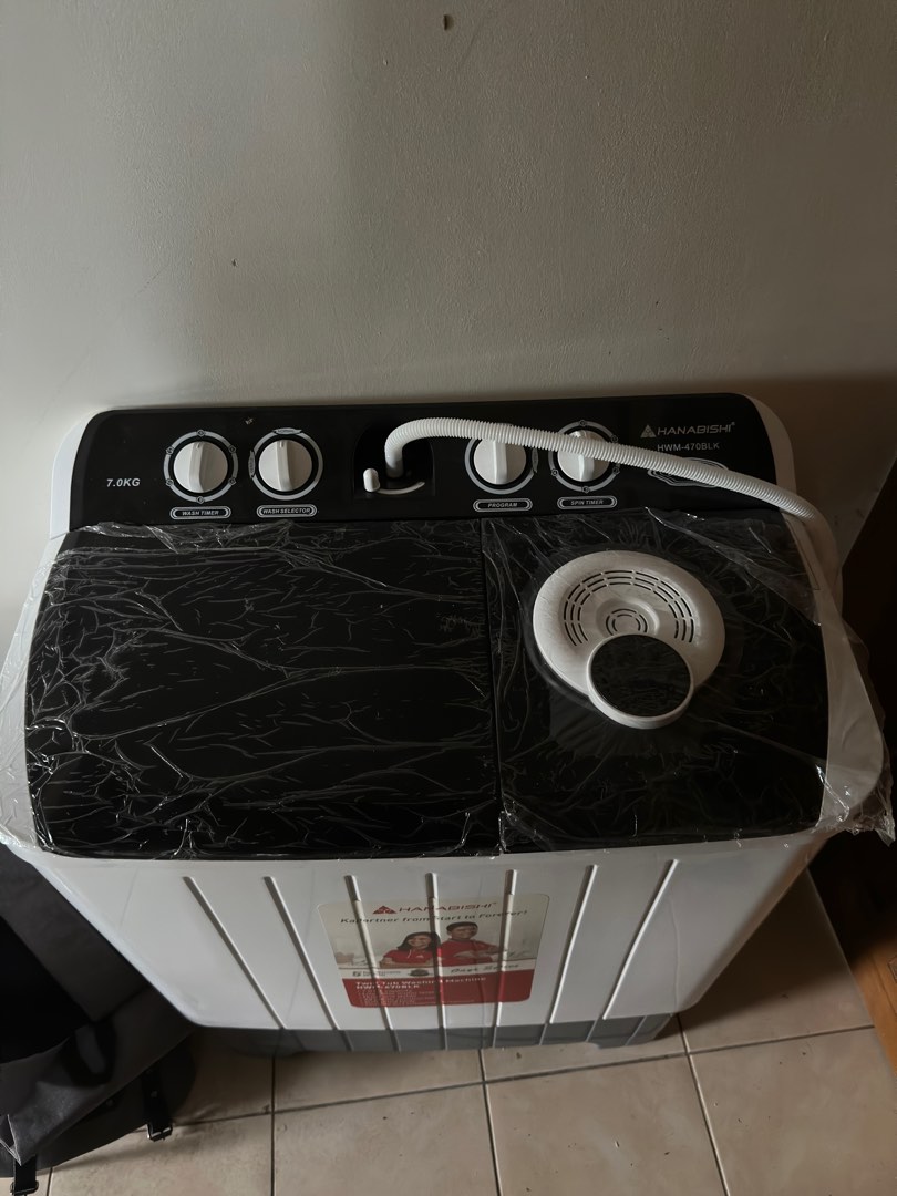 Hanabishi Twin Tub Washing Maxhine 7.0kg, TV & Home Appliances, Washing ...
