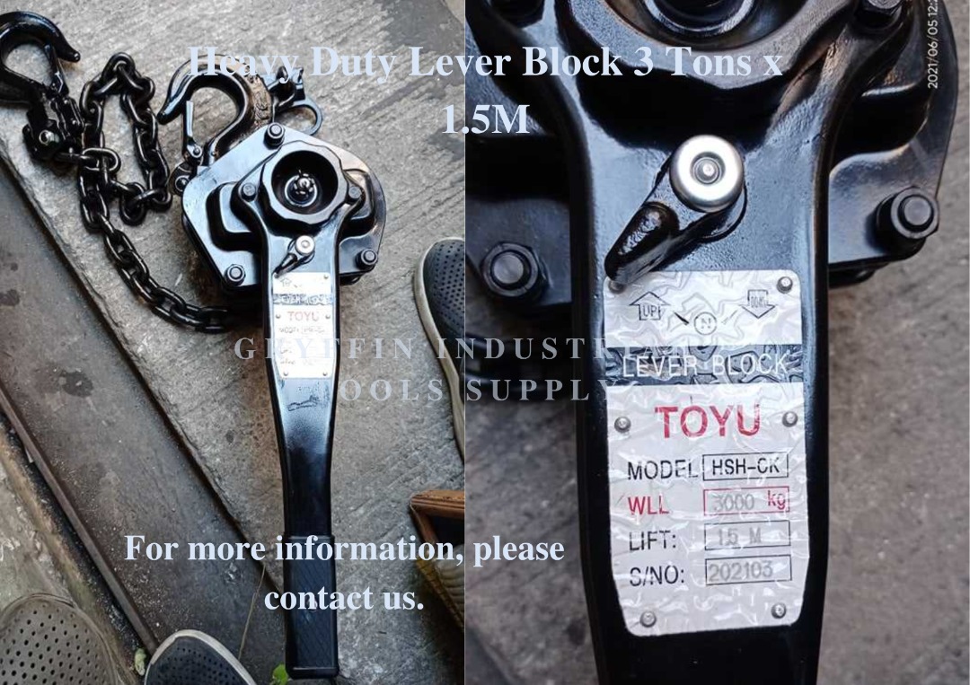 Heavy Duty Lever Block 3 Tons x1.5M, Commercial & Industrial ...