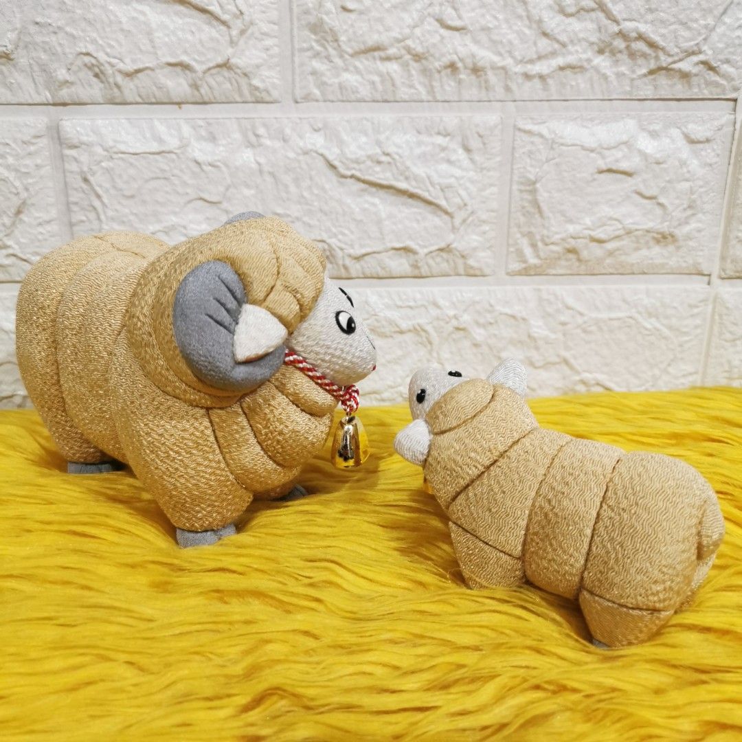 Hitsuji fabric doll, Japanese vintage Kimekomi doll, mother and child ...