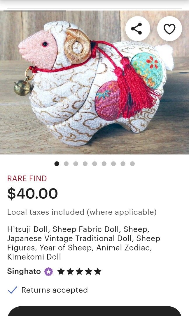 Hitsuji fabric doll, Japanese vintage Kimekomi doll, mother and child ...