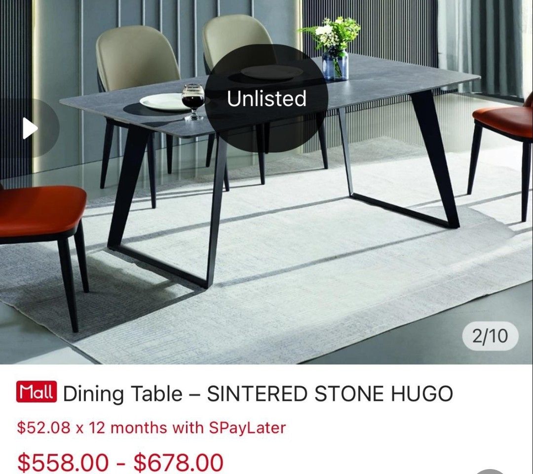 Hugo Sintered Stone dining table, Furniture & Home Living, Furniture ...