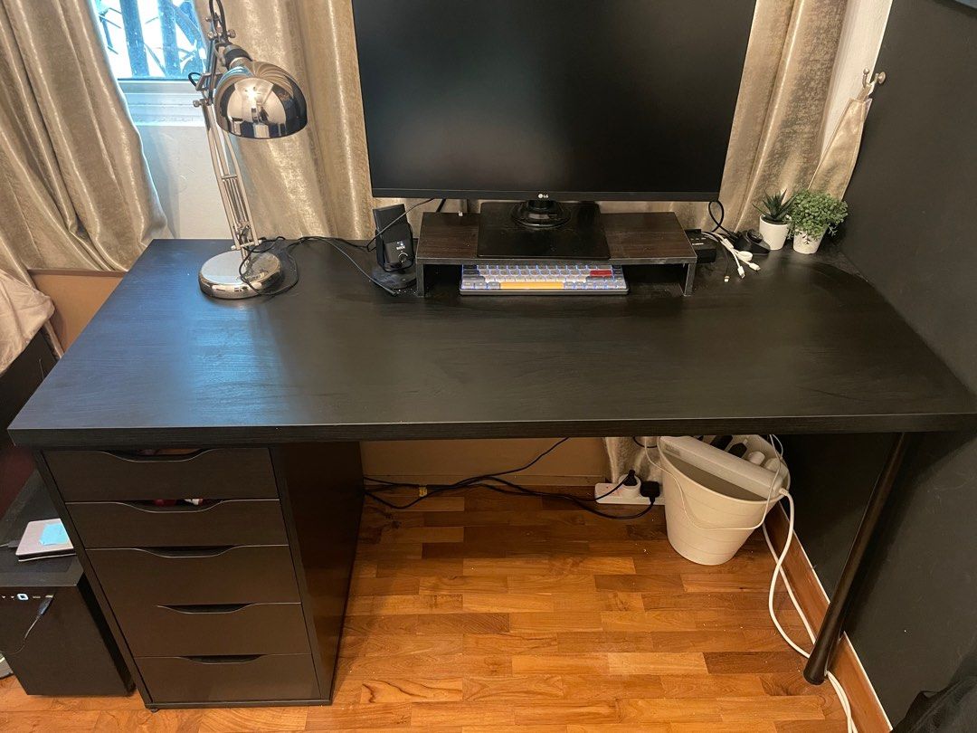 Ikea table, office desk with drawers, Furniture & Home Living ...