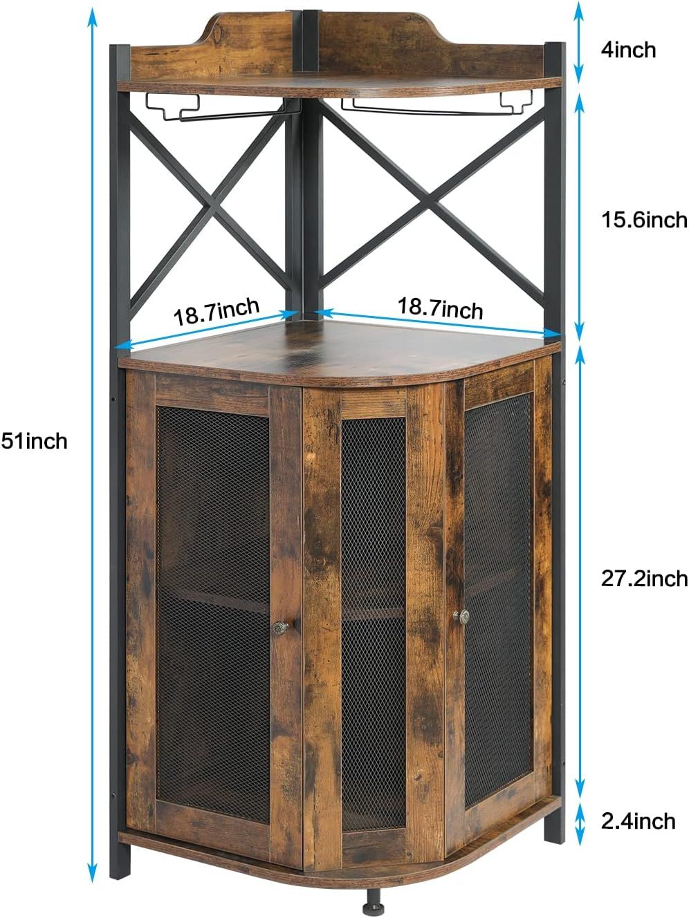 JKsmart Corner Bar Cabinet with Glass Holder, Industrial Wine Cabinet ...