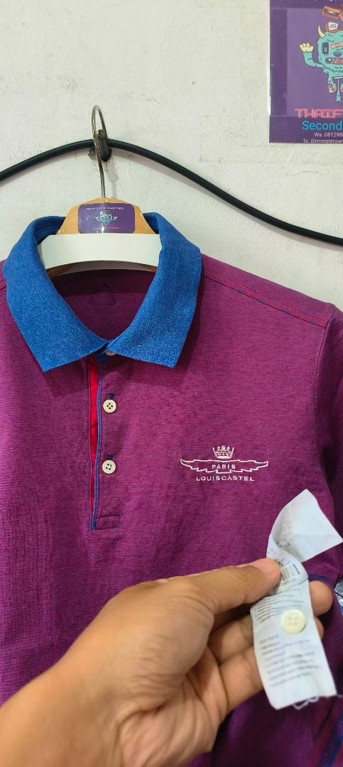 Kaos Polo Louis Castel Ungu Garis Garis Biru Small Logo Kerah Biru ...