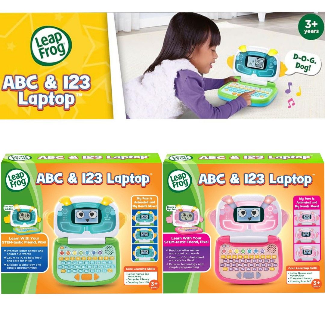 LeapFrog ABC and 123 Laptop, Green Clic the ABC 123 Character Robot ...