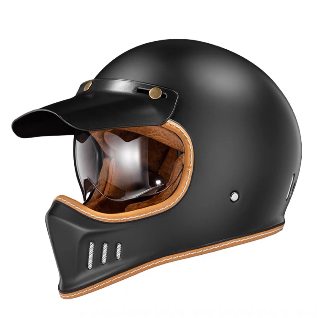 Matte Black with Inner Lens Visor Mask Vent Jet Chopper Full Face ...