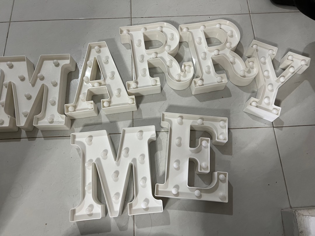 Marry Me signage - didn't test the lights, Hobbies & Toys, Stationery ...