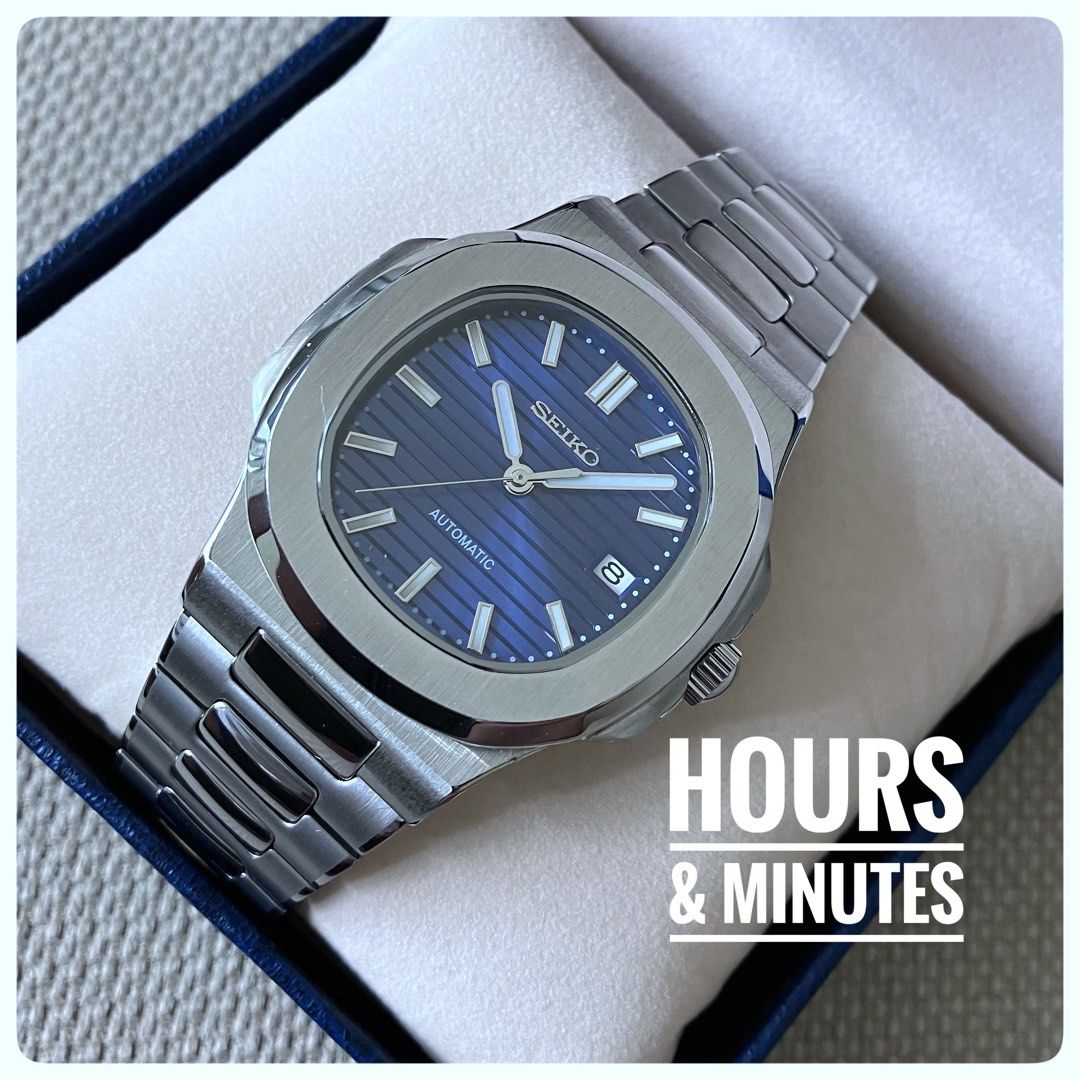 Nautilus Royal Blue Steel automatic watch - Seiko mod, Men's Fashion ...