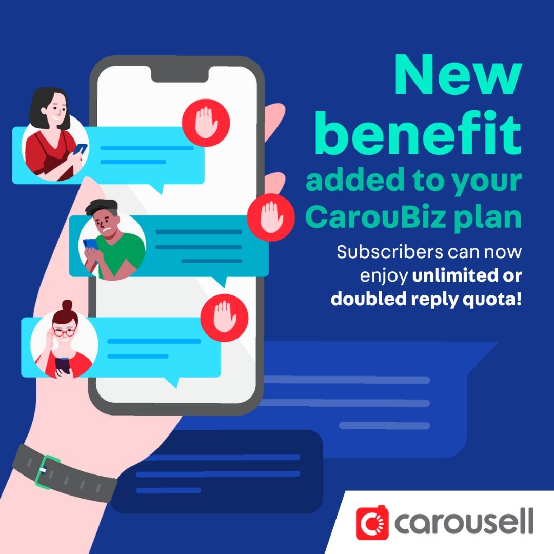New benefit added to your CarouBiz plan - unlimited or doubled reply quota!, Announcements on ...