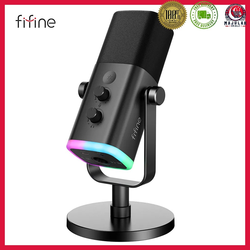 [NEW] FIFINE Ampligame AM8 Dynamic Microphone - Versatile USB/XLR Mic with RGB, Touch Mute, and ...
