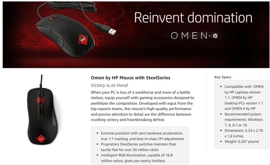 *New HP OMEN Gaming Mouse with Steel Series*, Computers & Tech, Parts ...