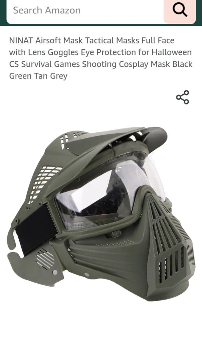 NINAT AIRSOFT TACTICAL MASK, Sports Equipment, Sports & Games, Combat ...