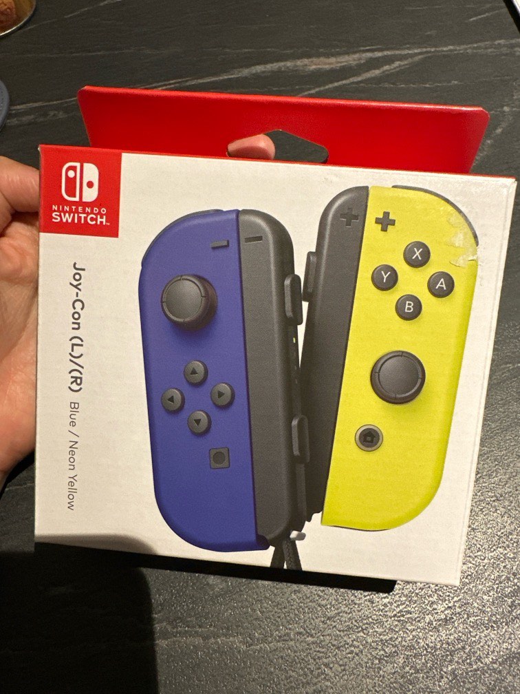 Nintendo Switch Joycon Blue/Neon Yellow, Video Gaming, Gaming ...