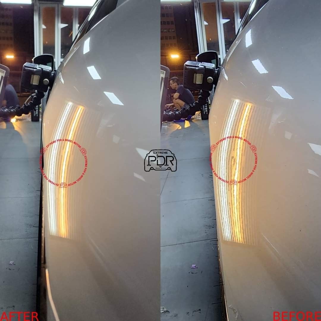 NISSAN GTR R35 後沙板 免噴油 車門撞凹 凹痕維修 凹痕修復 凹痕還原 車身凹痕 車身維修 開門L PDR DENT 汽車 ...