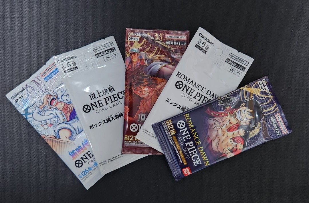 One piece card game OP01,OP02,OP05 filtered packs and topper, Hobbies ...