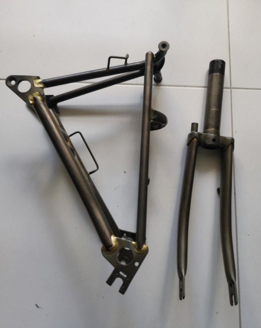 Original Raw lacquer Brompton front fork and rear triangle frame from ...