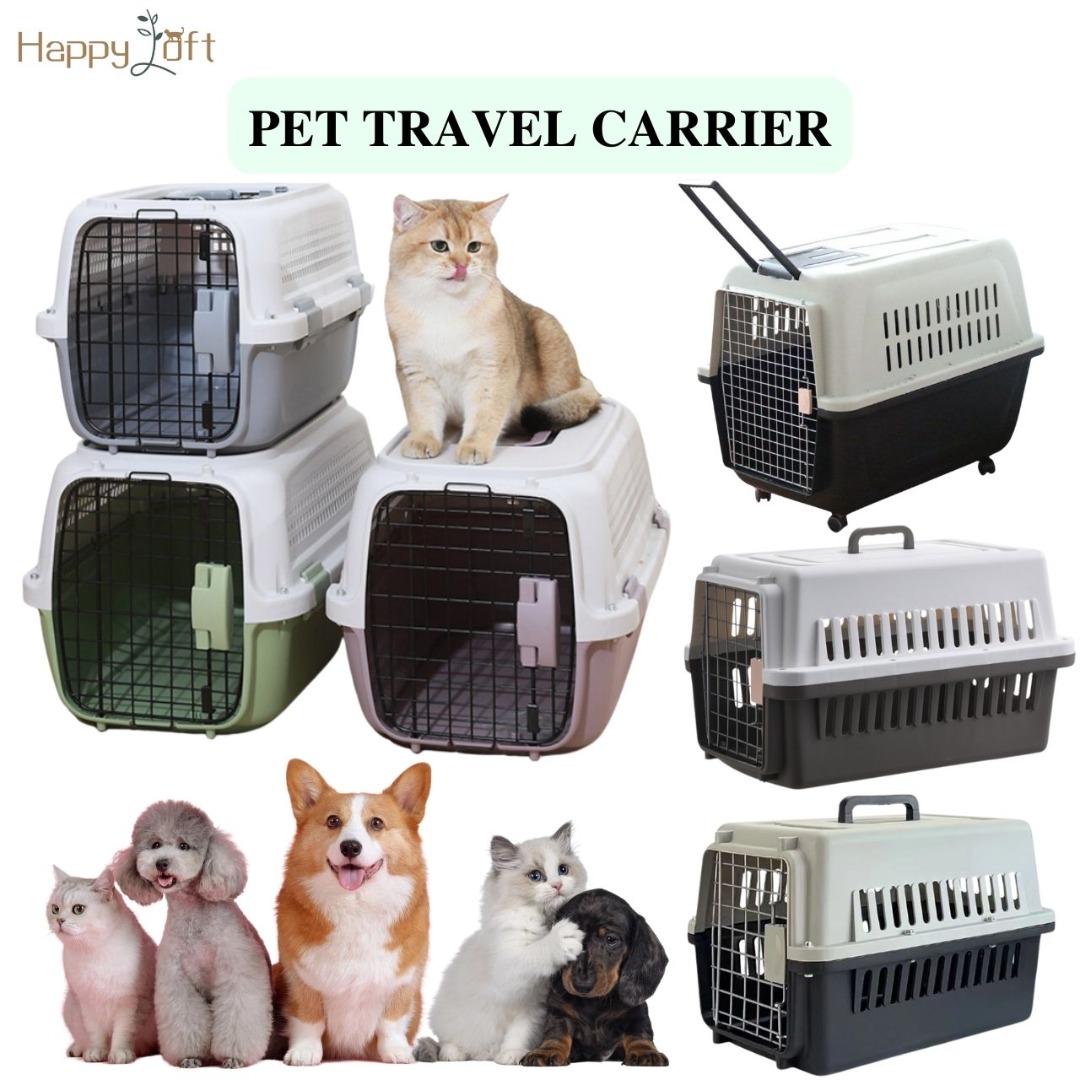 Pet Travel Carrier Box Cat Dog Small Animals 2 Door Travel Kennel Crate ...