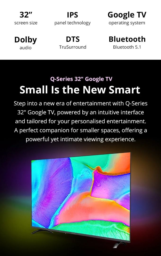 PRISM+ Q32 Google TV [2023 Model] | 32 inch | Google Play Store | Inbuilt Chromecast | IPS Panel ...