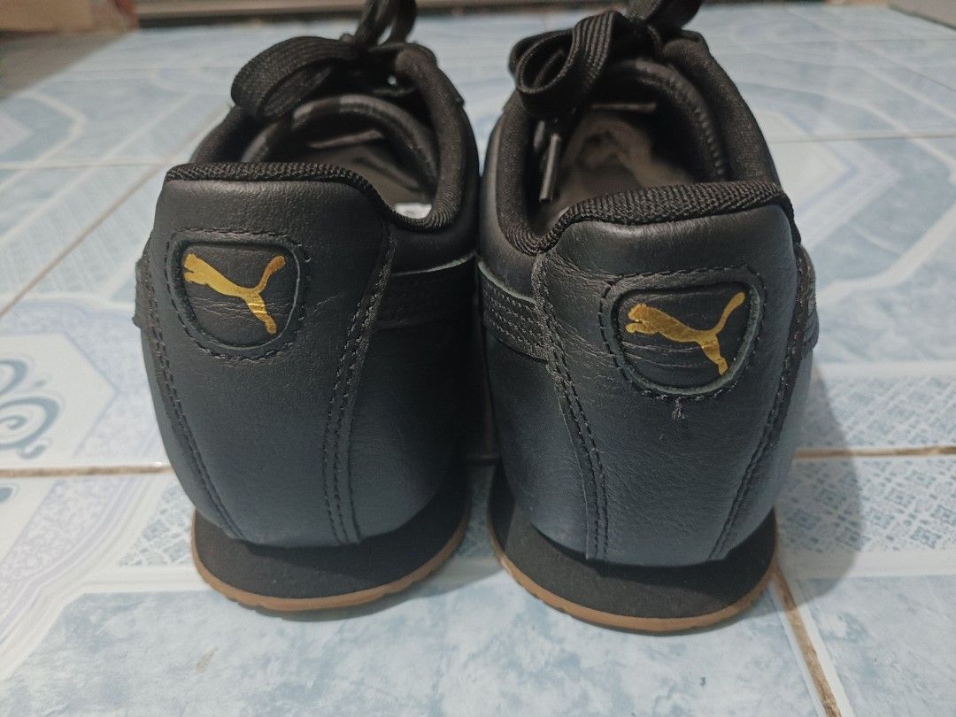 PUMA ROMA Classic Gum Men's Athletic Shoes Black/Team Gold 366408 02 ...
