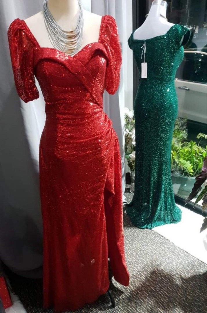 Red Evening Gown - Modern Filipiniana Style, Women's Fashion, Dresses ...