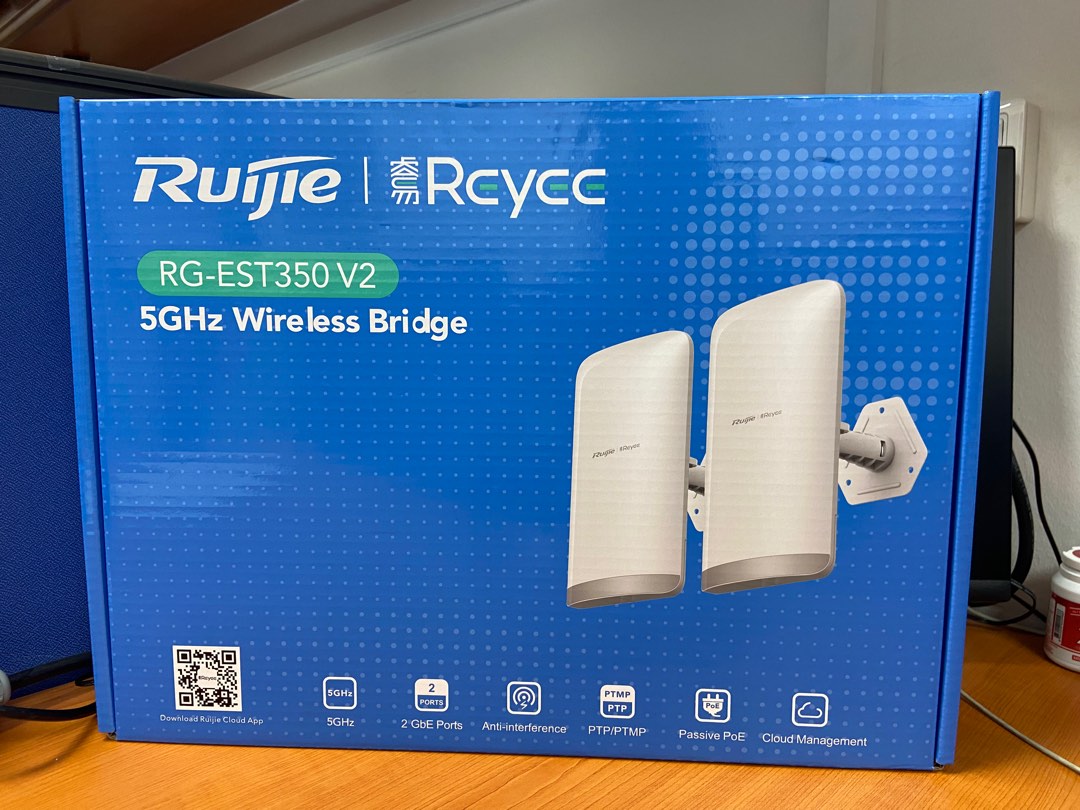 Ruijie Reyee RG-EST350 (V2) 5GHz 15dBi Point-to-Point Wireless Bridge, Computers & Tech, Parts ...