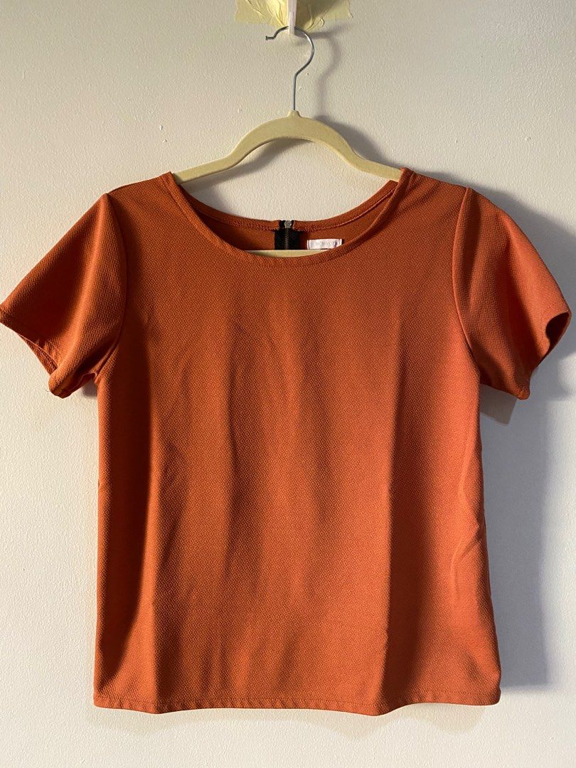 Rust-colored blouse, Women's Fashion, Tops, Blouses on Carousell