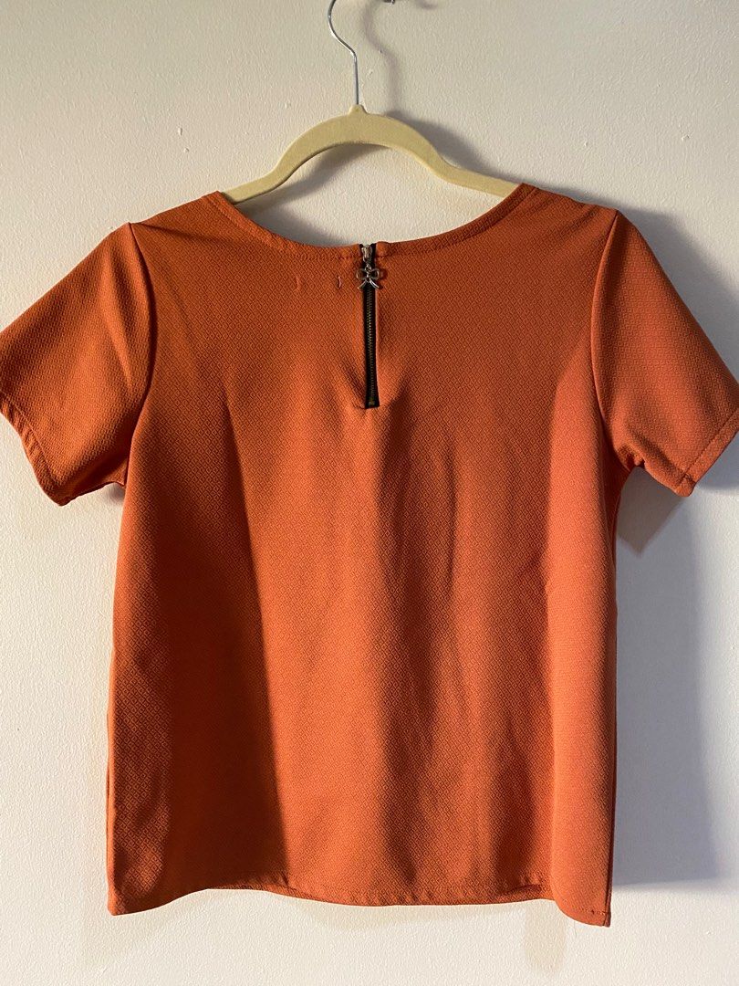 Rust-colored blouse, Women's Fashion, Tops, Blouses on Carousell