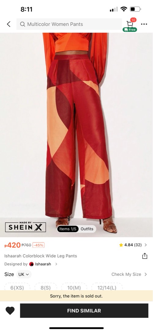 Shein Red Wide Leg Pants, Women's Fashion, Bottoms, Jeans on Carousell