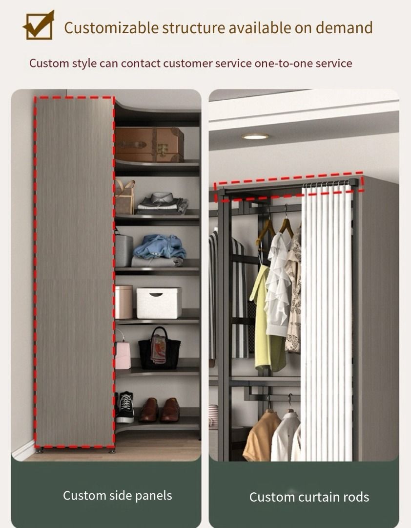 Steel and Wood Elegance: Open Wardrobe Storage Rack for Your Walk-in ...
