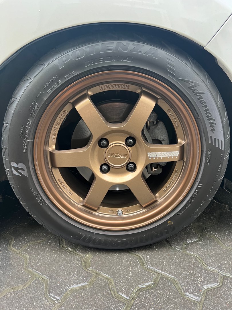 TE37 AOW 4x100, Car Accessories, Tyres & Rims on Carousell