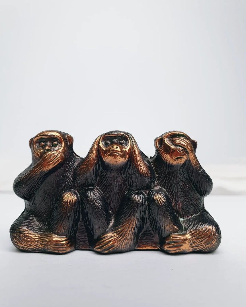 Tiny Copper 3 Wise Monkeys, Furniture & Home Living, Home Decor, Other ...