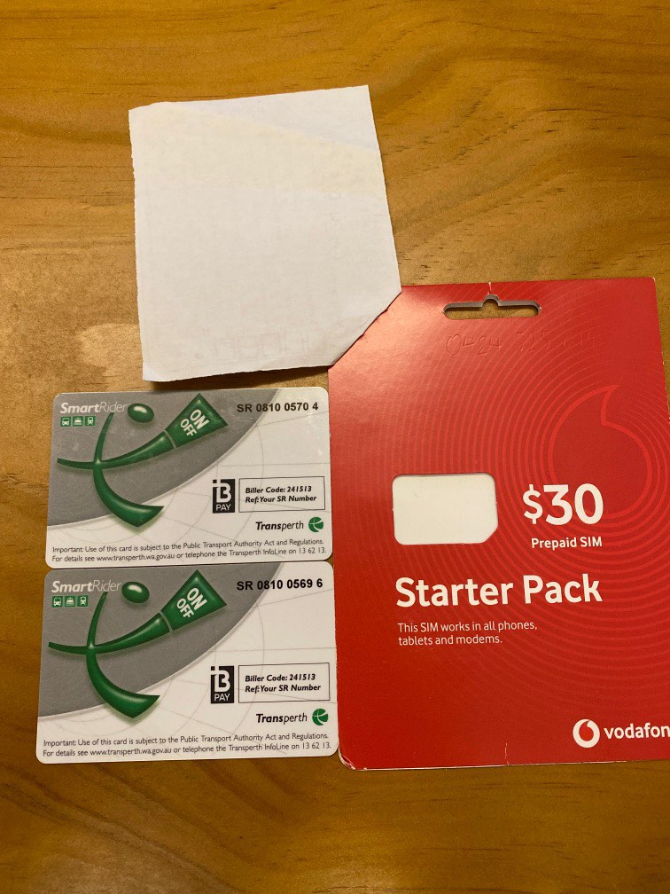 Transperth Smartrider card*2+FREE prepaid sim card, Tickets & Vouchers ...